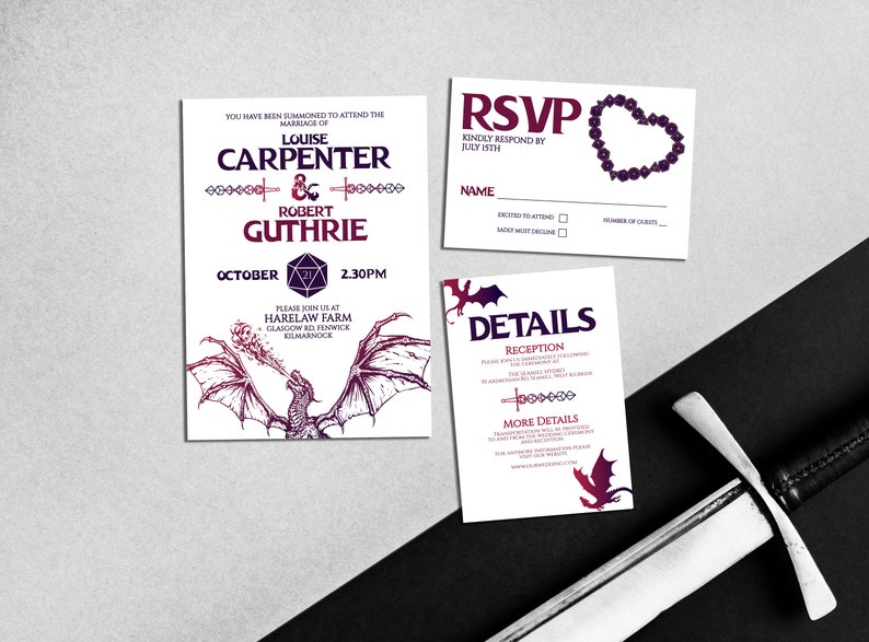 Dnd Wedding Invite Geek Wedding Invitation Suite D20 RPG - Etsy