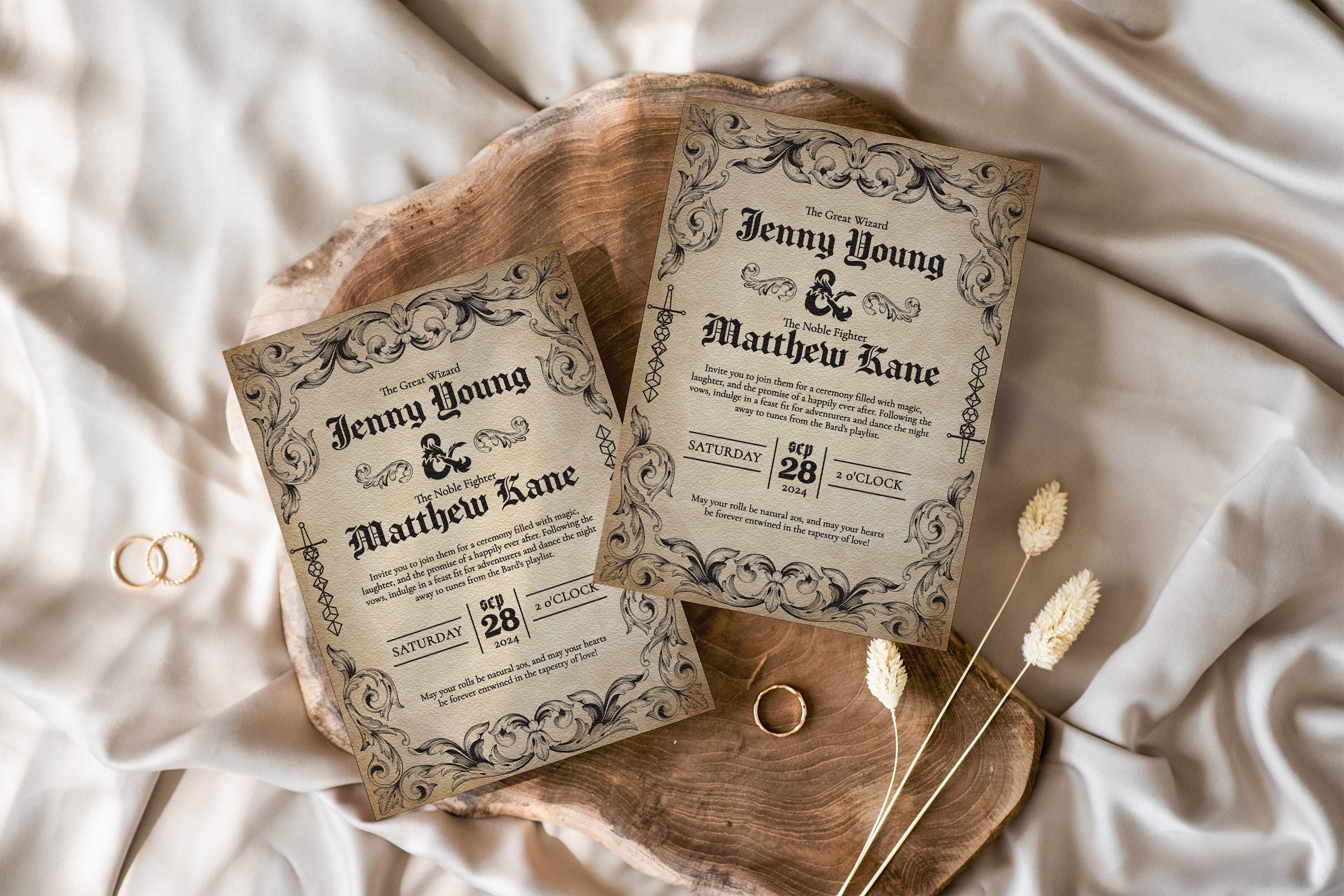 Medieval Wedding Invitation Template Set, RSVP Details DND Wedding ...