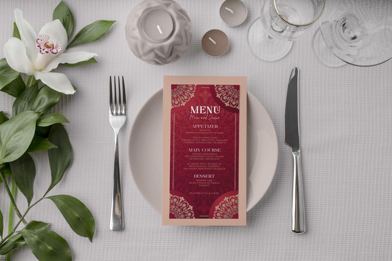 Indian Wedding Menu Card Template Editable Printable Wedding - Etsy