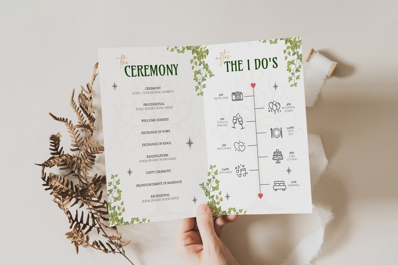 Mucha Wedding Program Template, Infographic Wedding Program, Folded ...