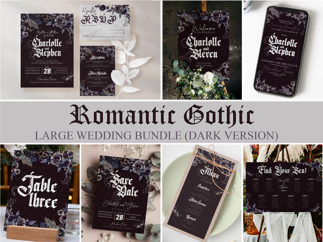 Romantic Goth Wedding Bundle Gothic Vintage Wedding Floral Wedding ...