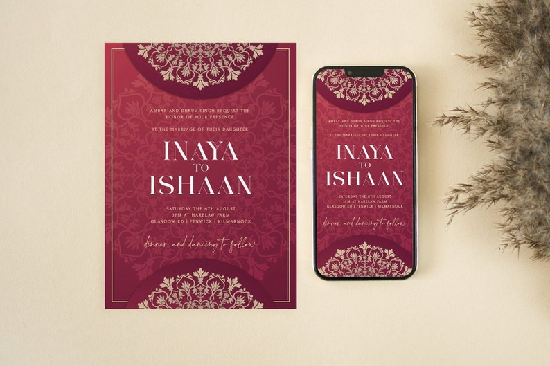 ELEGANT Indian Wedding Invitation Template Modern Luxury Indian Digital ...