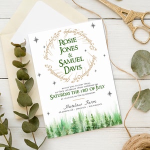 LOTR Wedding Invitation Editable Template Nature Wedding Geek Fantasy ...
