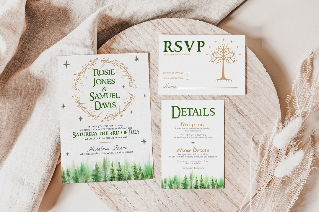 LOTR Wedding Invitation Template Editable Elven Wedding Invite ...