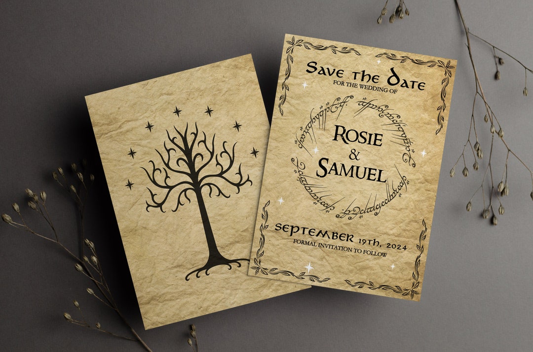 LOTR Wedding Invitation Save the Date Template Elven Wedding Invite ...