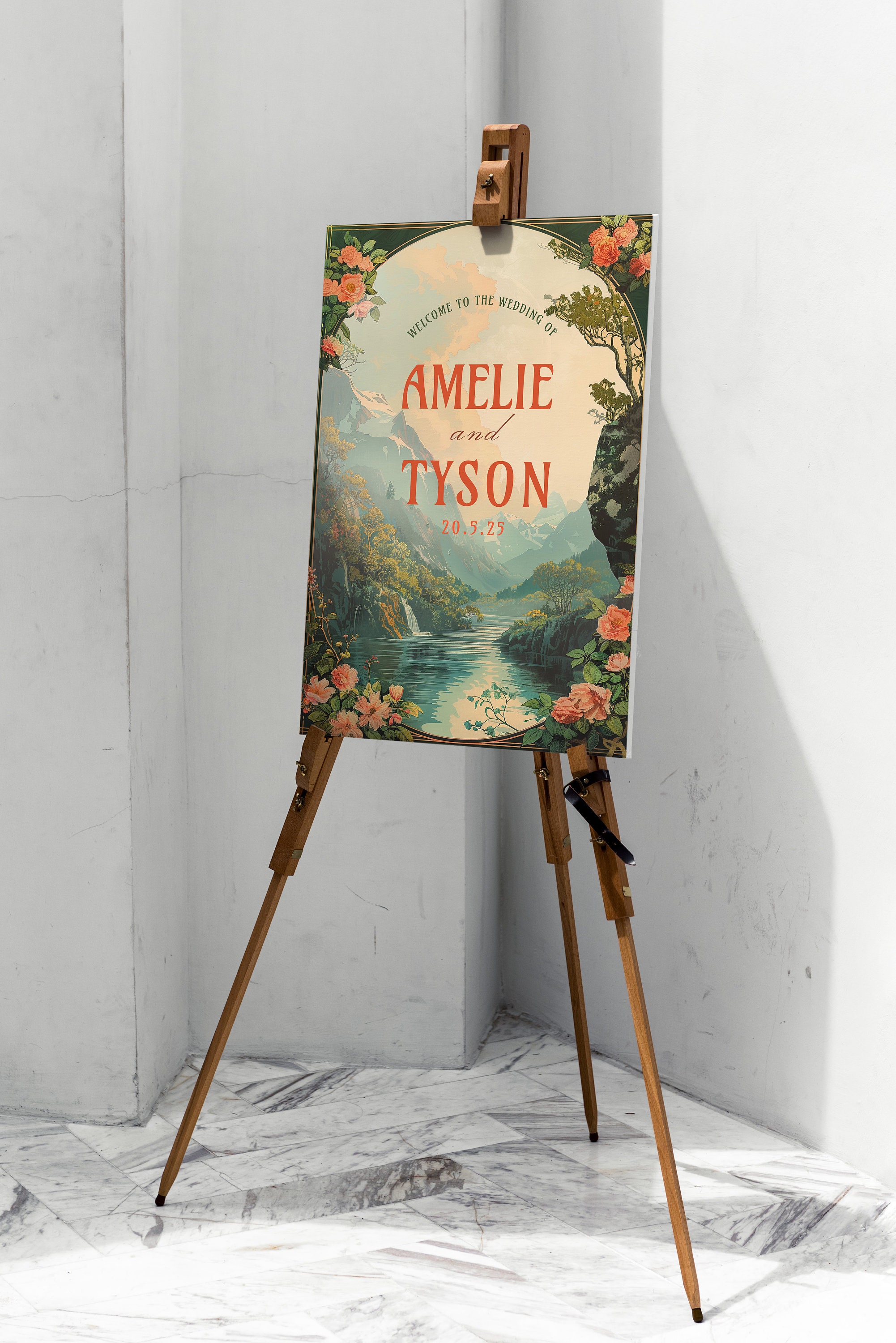 Mucha Wedding Welcome Sign Template, Editable Fantasy Wedding Sign ...