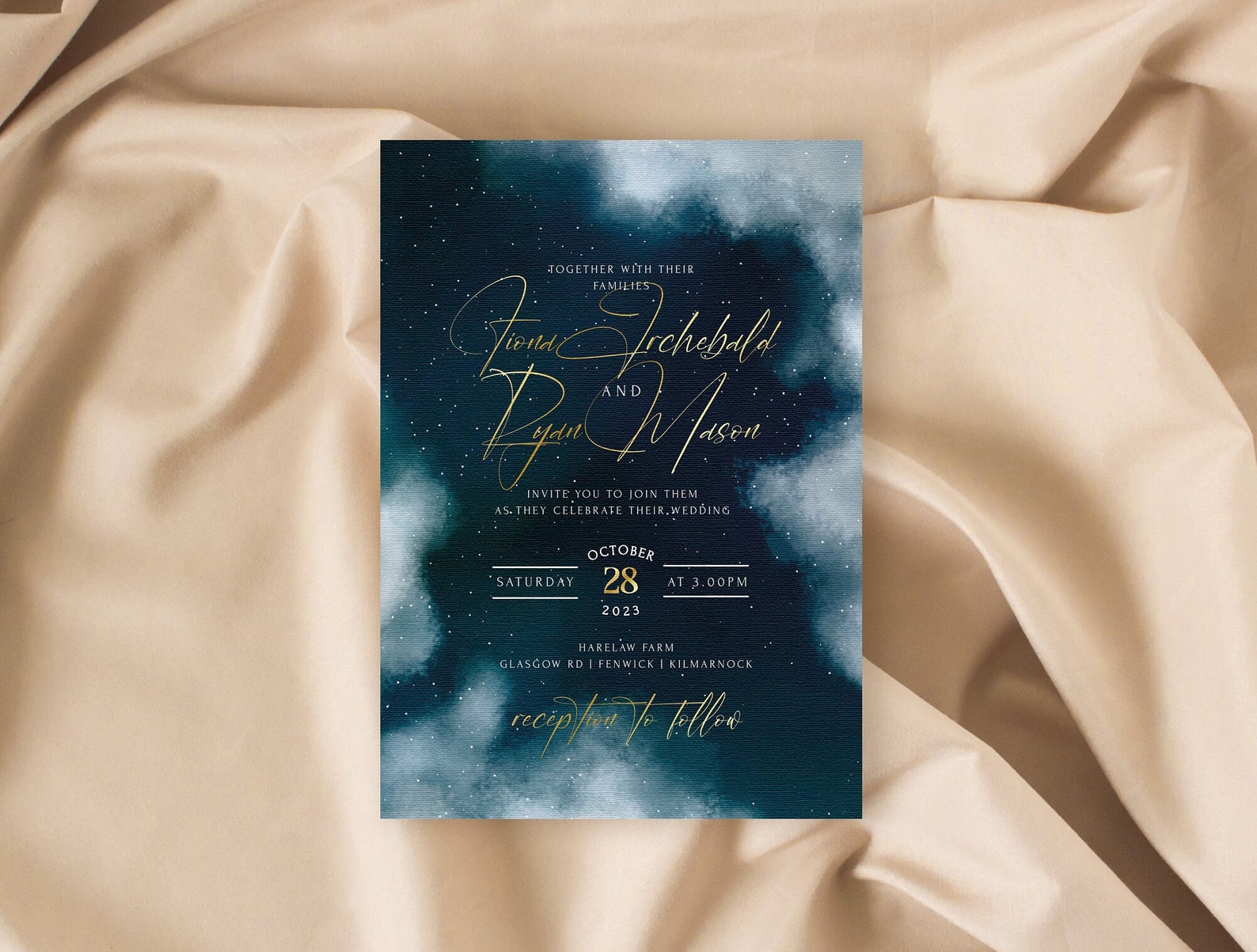 Celestial Wedding Invitation Template, Editable Night Sky Wedding ...
