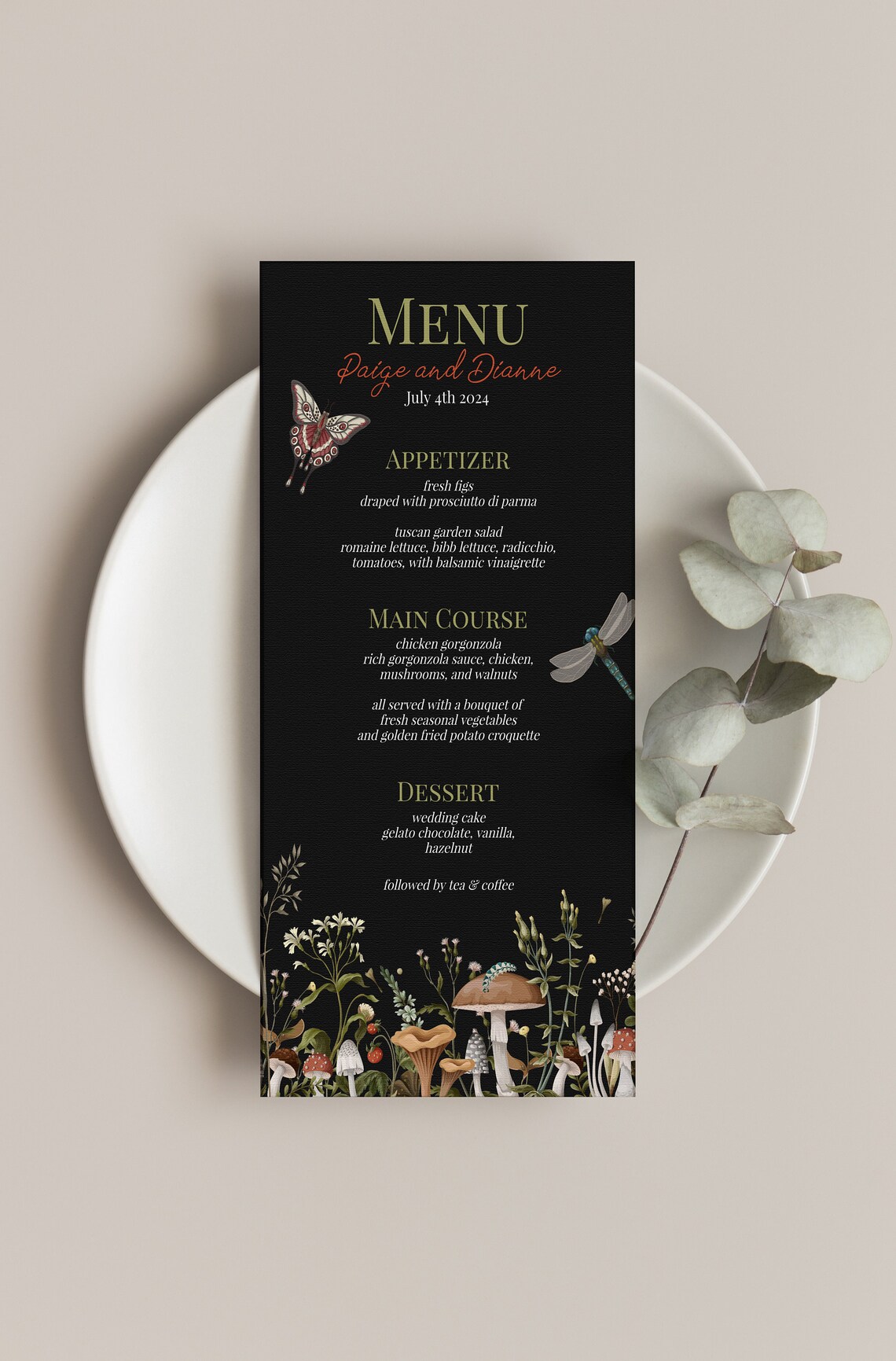 COTTAGECORE Wedding Menu Cute Wedding Botanical Menu Fairy Wedding ...