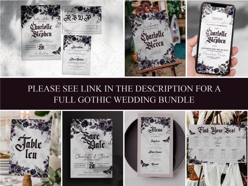 GOTHIC HALLOWEEN Welcome Sign Template | Vintage Floral Wedding ...
