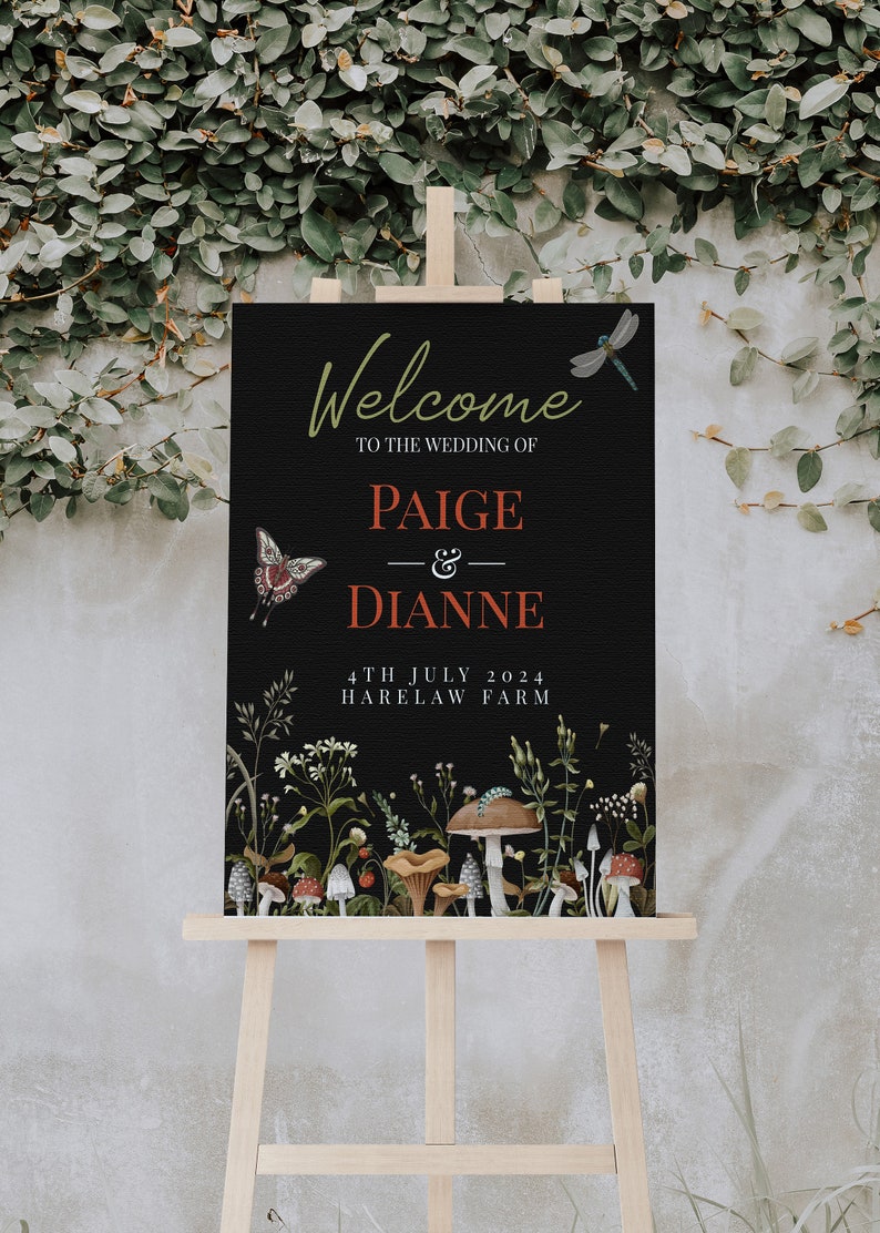 COTTAGECORE Wedding Welcome Sign Cute Botanical Large Sign - Etsy