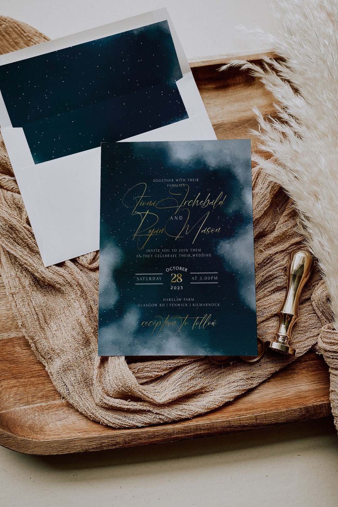 Celestial Wedding Invitation Template, Editable Night Sky Wedding Invitation, Romantic Fantasy ...