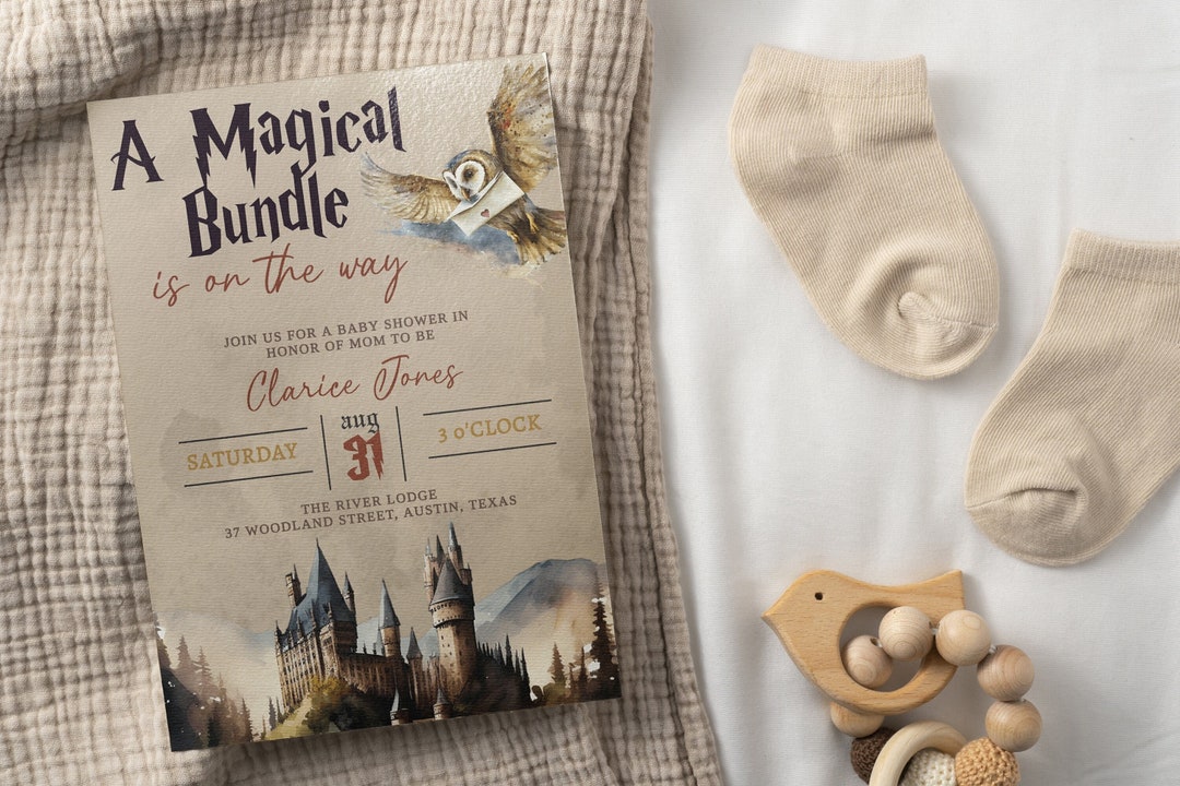 Magical Wizard Baby Shower Invitations Editable Template Magic Baby ...