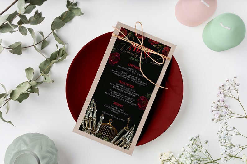 Gothic Wedding Menu Template Editable Menu Cards for Wedding - Etsy