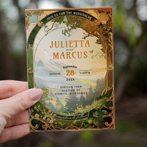 Fantasy Art Nouveau Wedding Invitation Set, Nature Wedding Invite ...