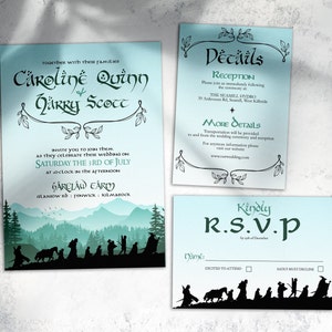 LOTR Wedding Invitation Template Bundle Tolkien Wedding Invite Editable ...