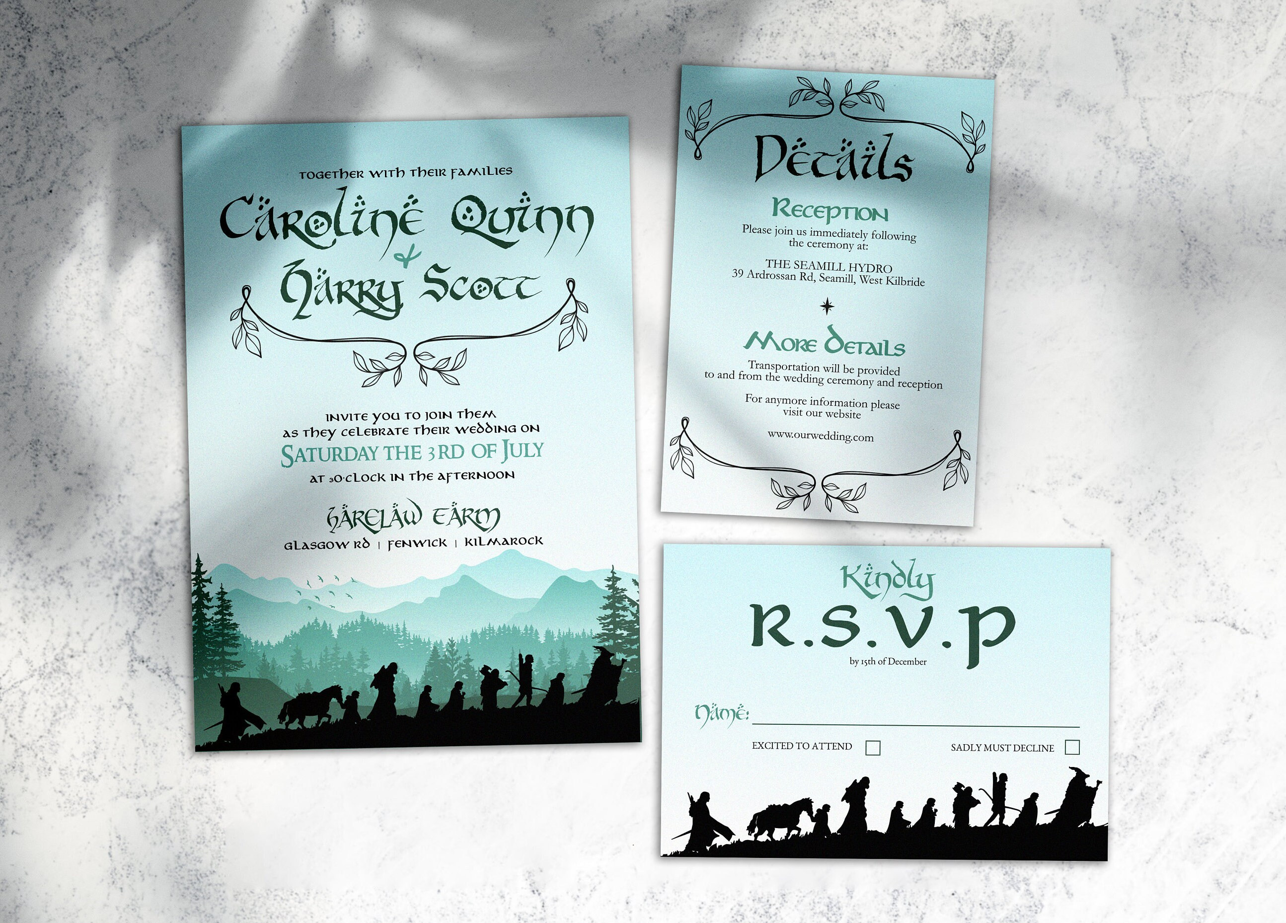 LOTR Wedding Invitation Template Bundle Tolkien Wedding Invite - Etsy UK
