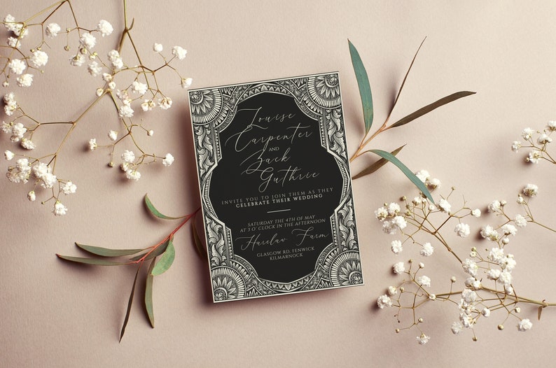 GOTHIC Wedding Invitation Template Editable Vintage Goth - Etsy
