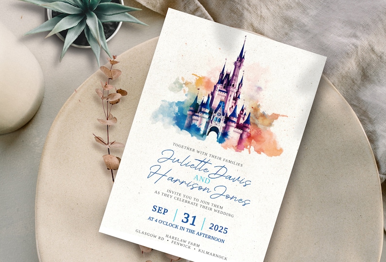 Fairy Tale Wedding Invitation Set Elegant Watercolour Invite - Etsy