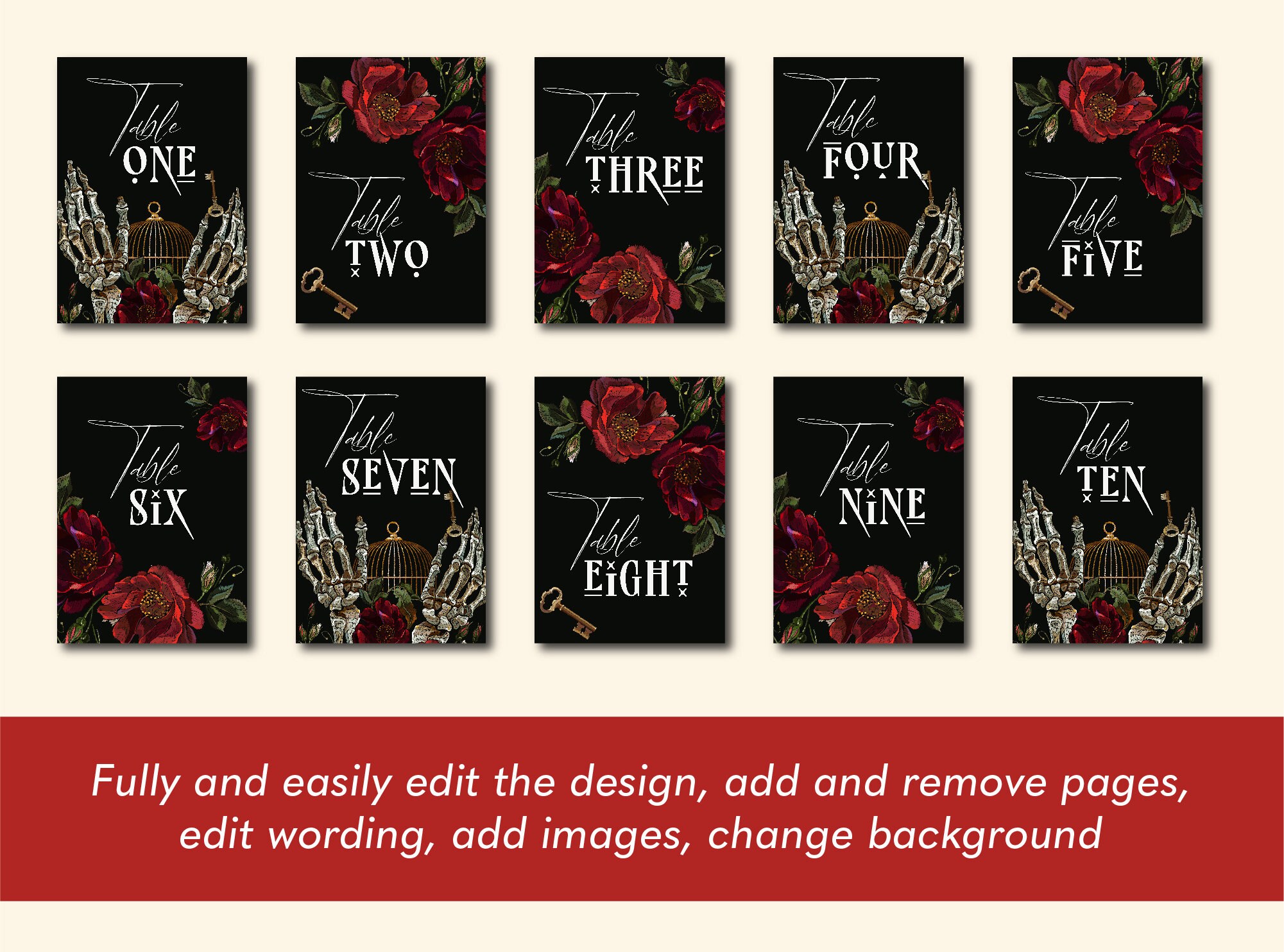 Halloween Wedding Table Numbers Editable Template Gothic Wedding Decor ...