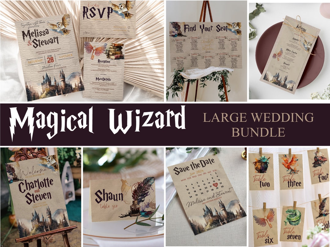 Magical Wizard Wedding Full Bundle Editable Templates Fantasy Wedding ...