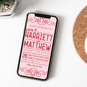 Wedding Bundle Wes Anderson Templates, Retro Wedding Suite, Pink and ...
