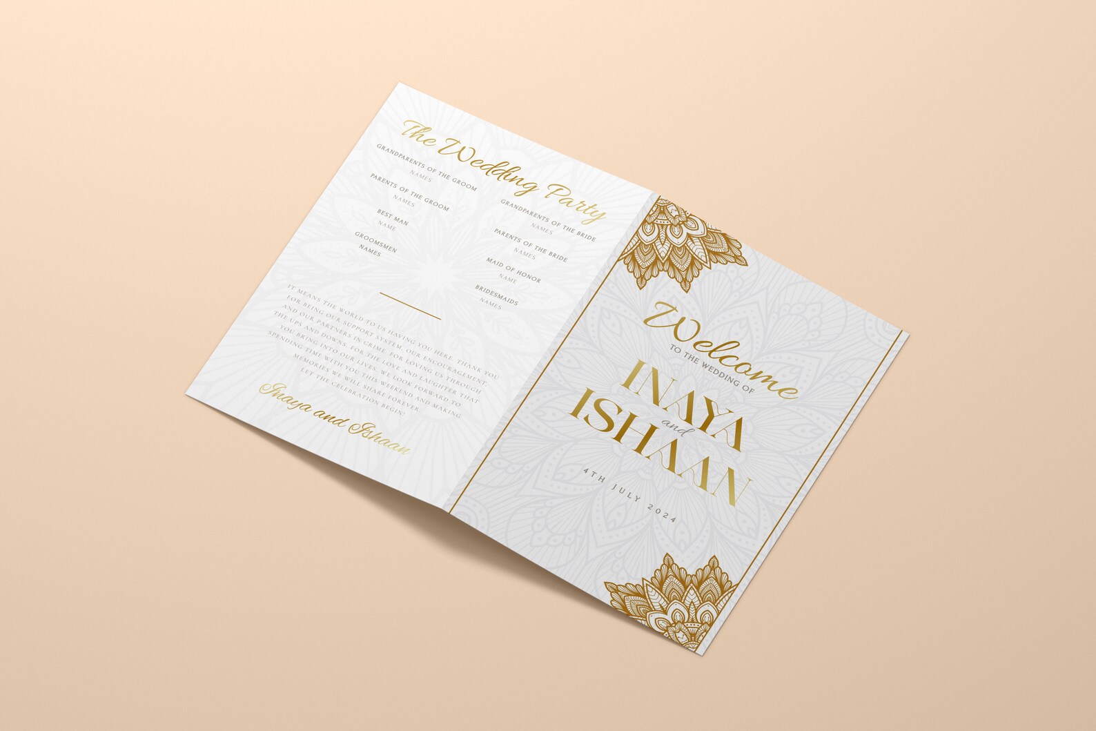 Hindu Wedding Program Template, Simple Indian Wedding Program Editable, Elegant Gujarati Wedding ...