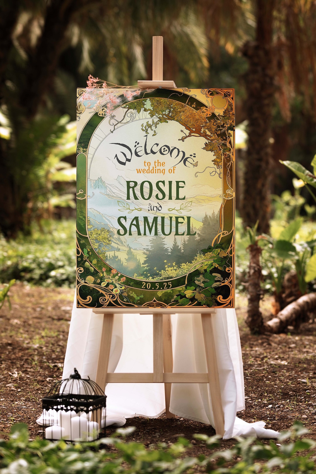 Mucha Wedding Welcome Sign Template, Editable Fantasy Wedding Sign ...