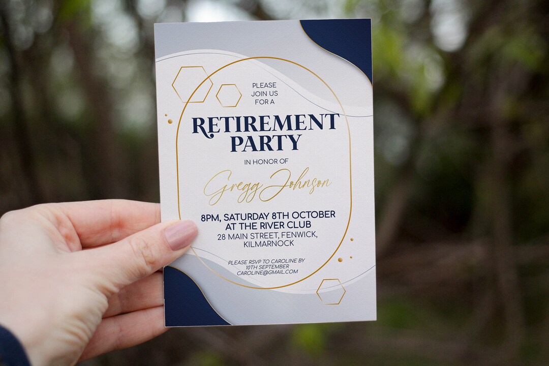 Modern Retirement Party Invitation Template, Elegant Minimal Retirement ...