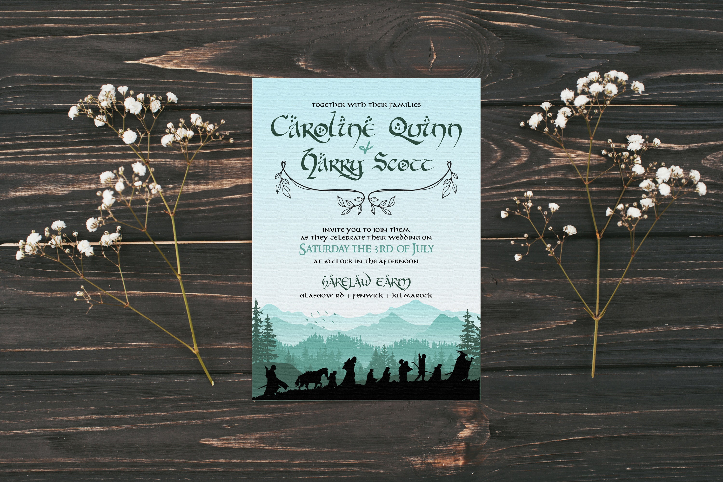 LOTR Wedding Invitation Template Bundle Tolkien Wedding Invite - Etsy