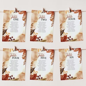 AUTUMN Wedding Table Numbers and Seating Chart Template Fall Wedding ...