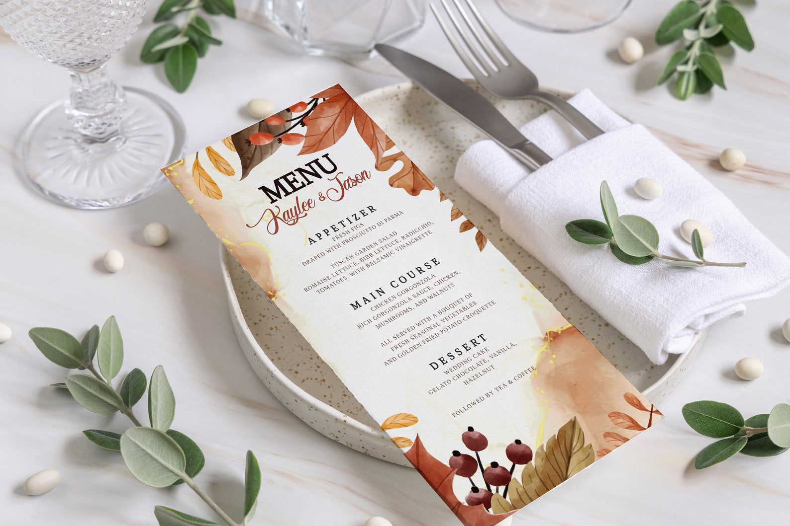 AUTUMN Wedding Menu Card Template Editable Menu Card Printable - Etsy UK