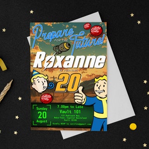 Fallout Invitation Template, Nerdy Birthday Invite Template, Video Game ...