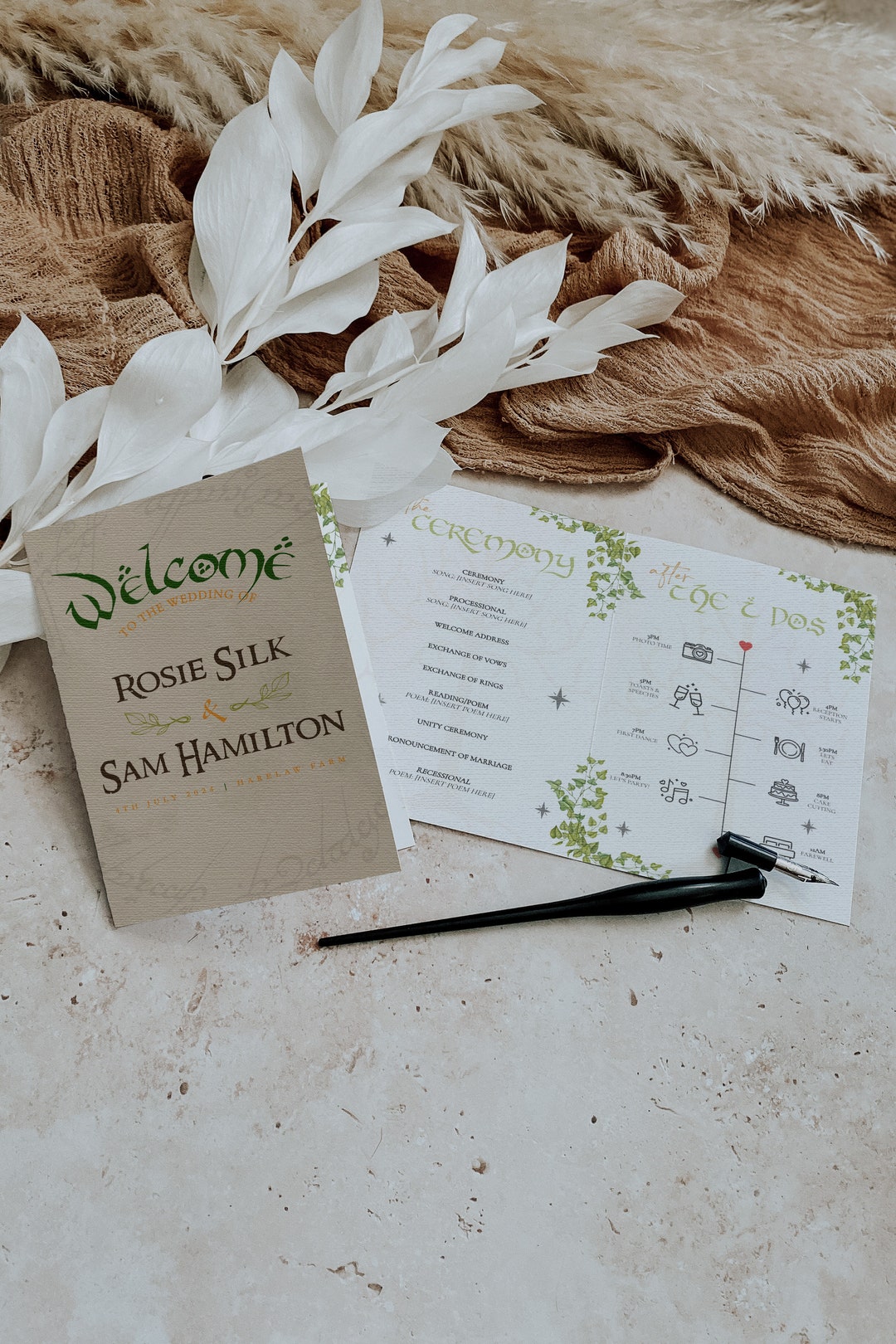 LOTR Wedding Program Template Geeky Wedding Program Elven Folded ...