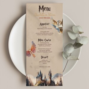 MAGICAL Fantasy Menu Card Template | Wizard Wedding Menu Template ...