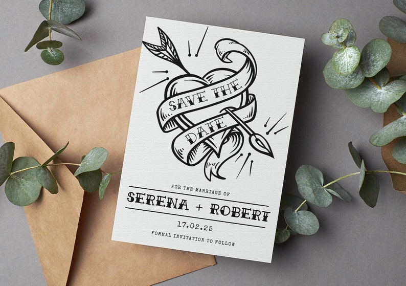 TATTOO Wedding Save the Date Alternative Halloween Wedding - Etsy