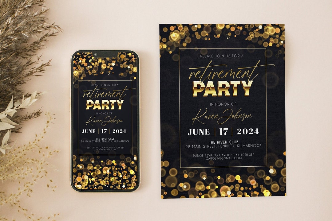 Retirement Party Invitation Template Digital Retirement Invitation ...