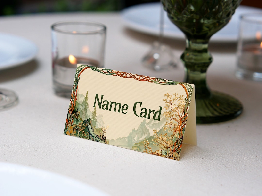 Fantasy Wedding Place Names, Art Nouveau Wedding Birthday Place Card ...