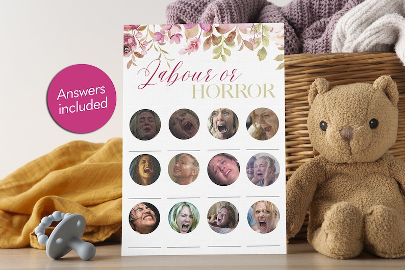 Fun Baby Shower Game Horror or Labor Baby Shower Games Printable Shower ...