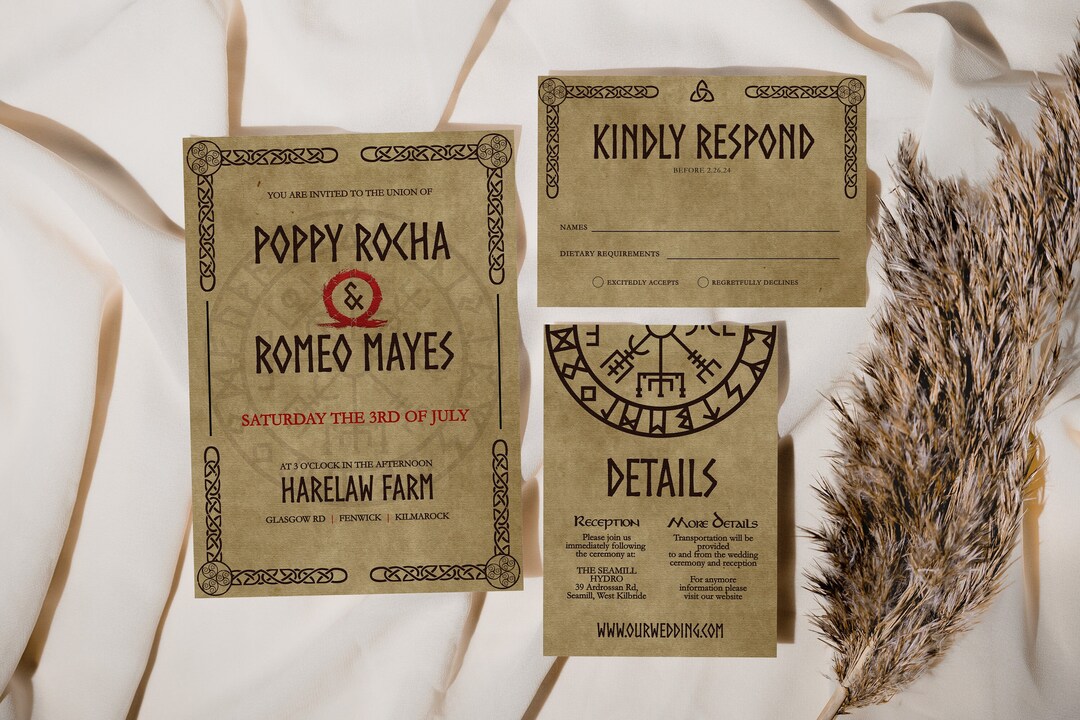 Viking Wedding Invitation Template, Editable Norse Wedding Invite ...