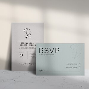 GREY TONES Wedding Invitation Template Set Minimal Simple Wedding ...