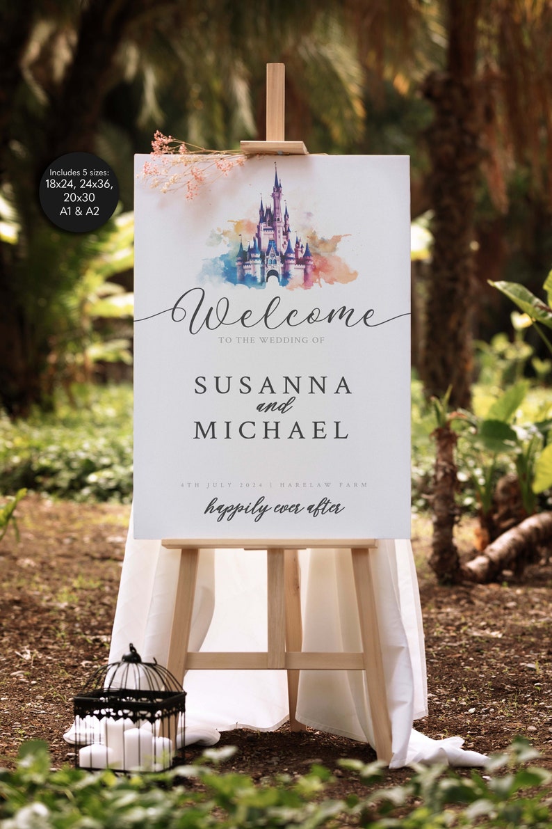 FAIRYTALE Wedding Welcome Sign Template Editable Script - Etsy