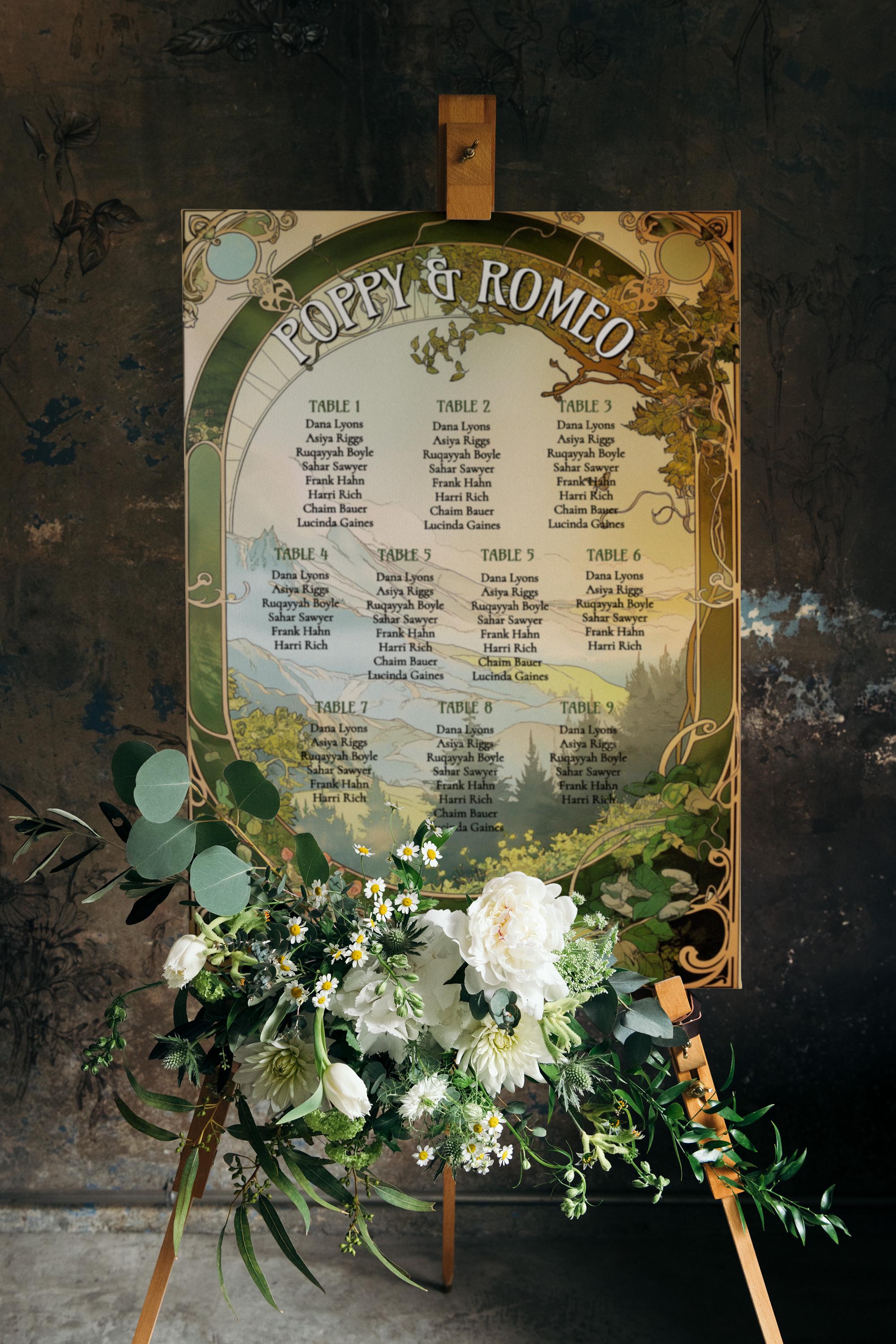 Mucha Art Nouveau Wedding Table Cards and Seating Plan Template ...