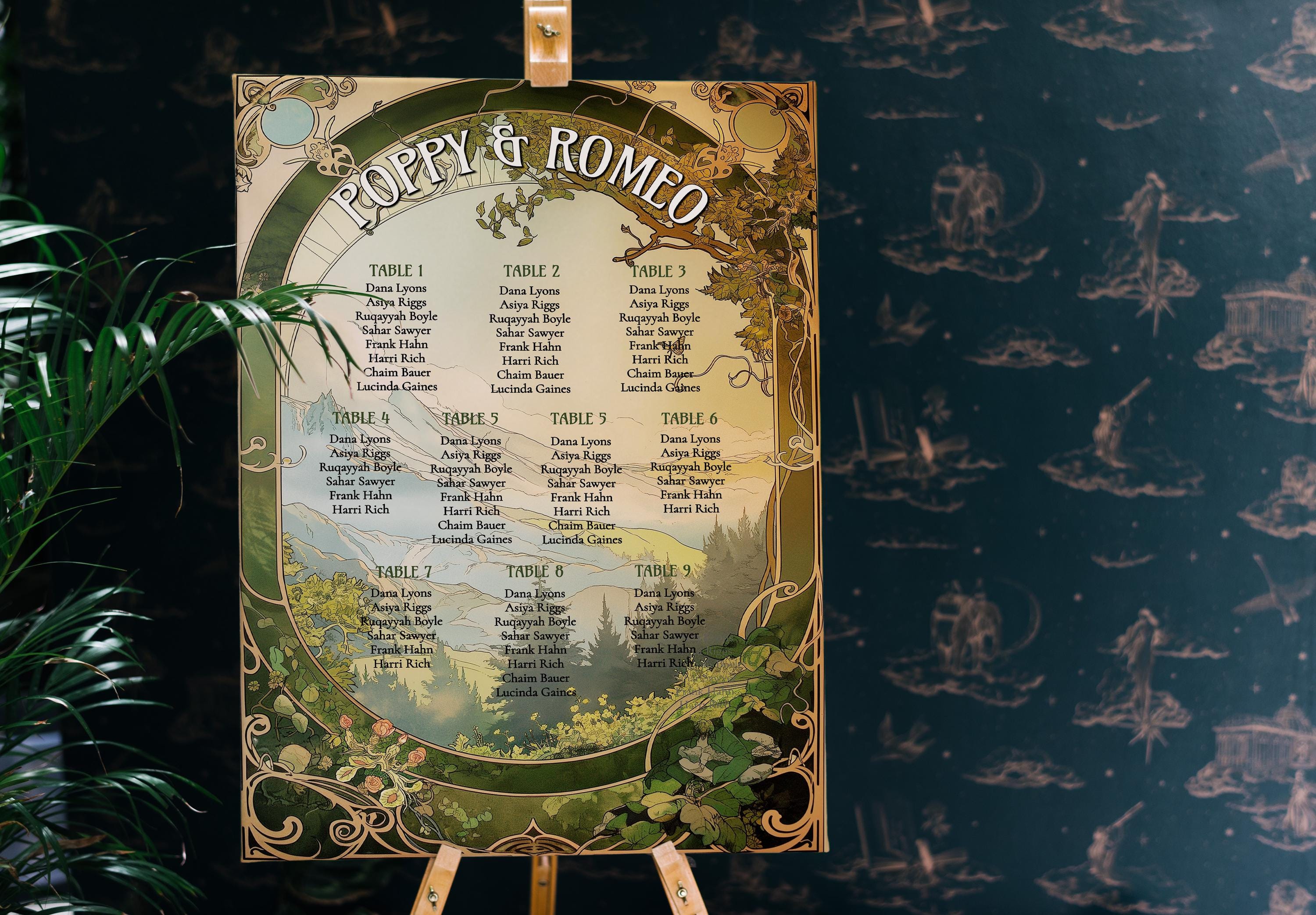 Mucha Art Nouveau Wedding Table Cards and Seating Plan Template ...