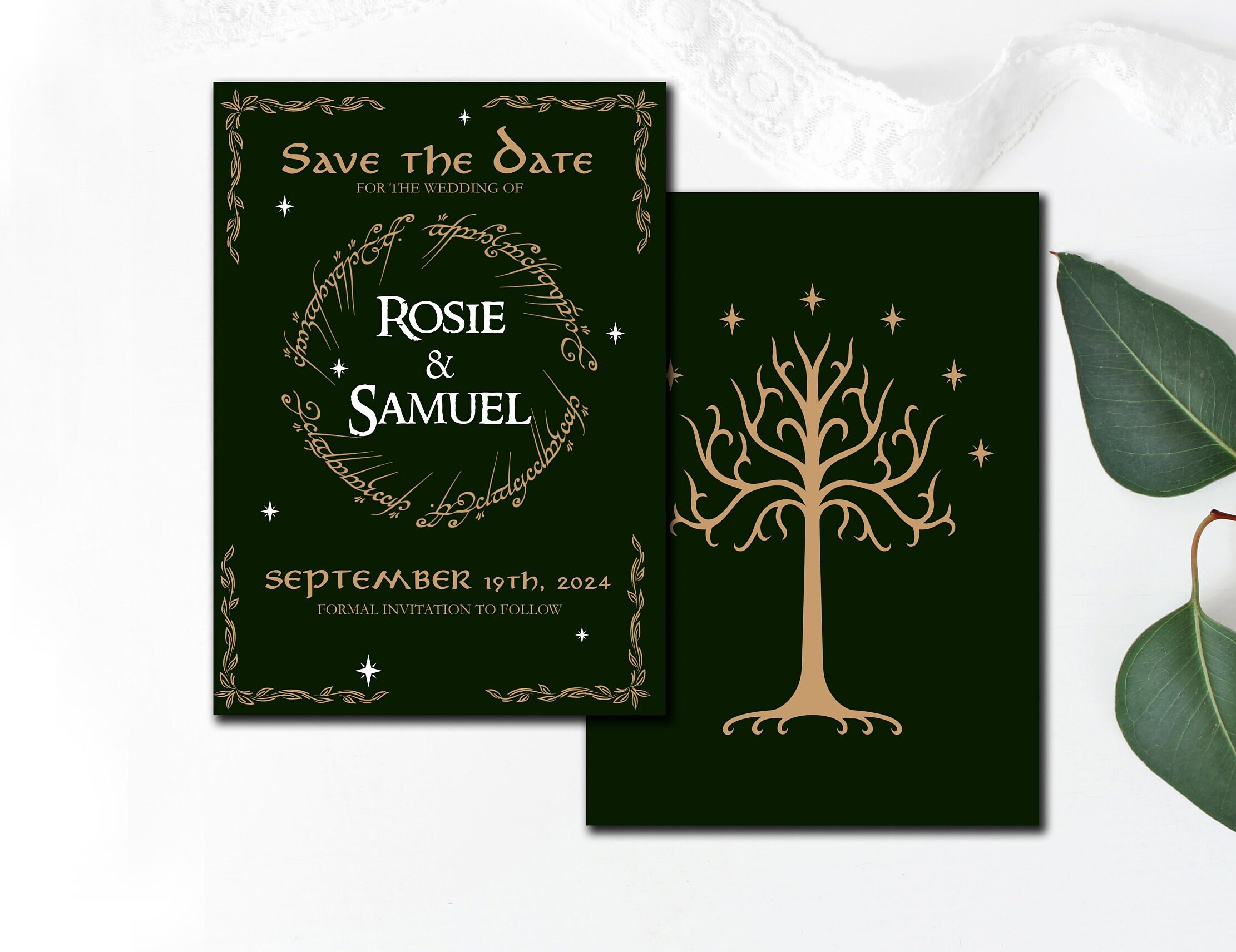 LOTR Wedding Save the Date Tolkien Wedding Template Inspired Elven ...