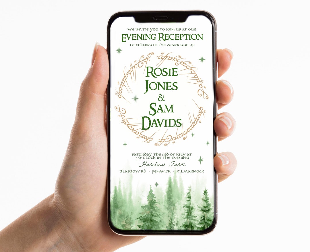 LOTR Wedding Invitation Digital Evite Editable iPhone Invite Template ...