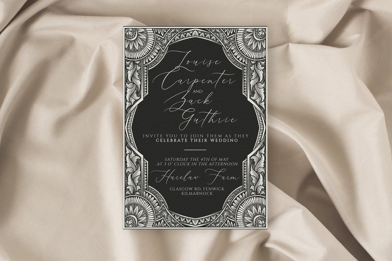 GOTHIC Wedding Invitation Template Editable Vintage Goth - Etsy