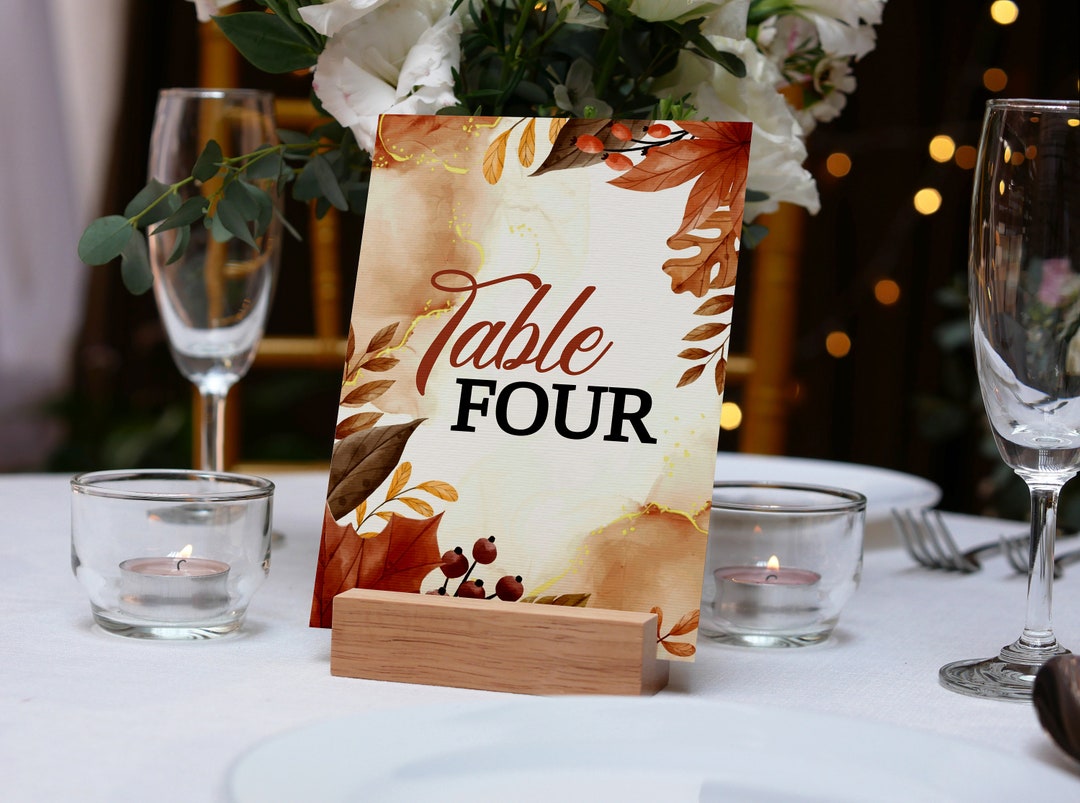 AUTUMN Wedding Table Numbers Template Fall Wedding Table Signs Autumn ...