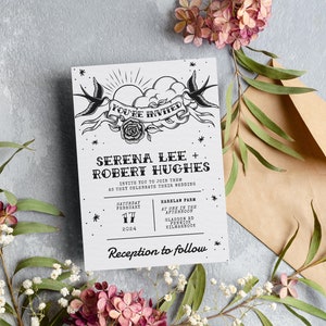 Alternative Wedding Invitation Goth Trad Tattoo Wedding Invite Template ...