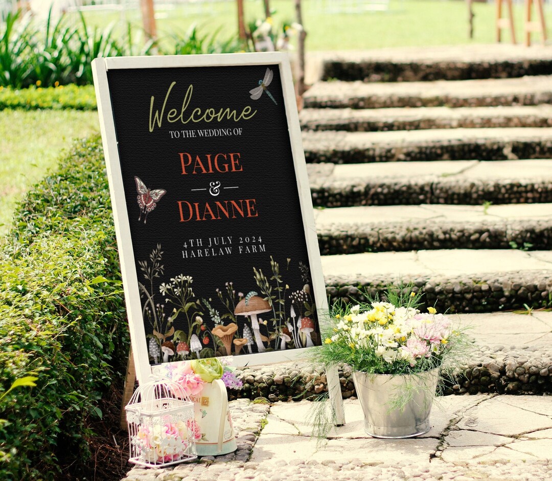 COTTAGECORE Wedding Welcome Sign Cute Botanical Large Sign Template ...