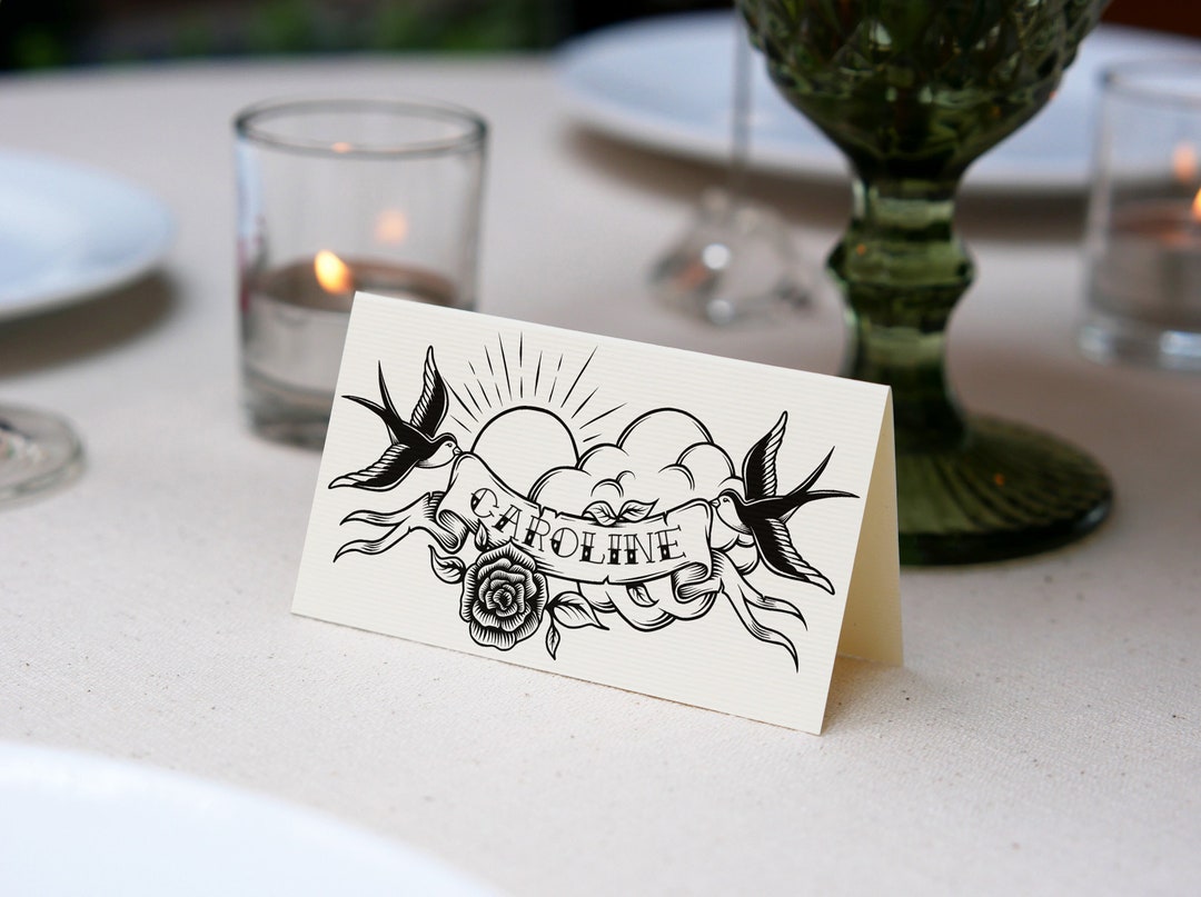 TATTOO Wedding Name Cards Template, Editable Goth Wedding Place Cards ...